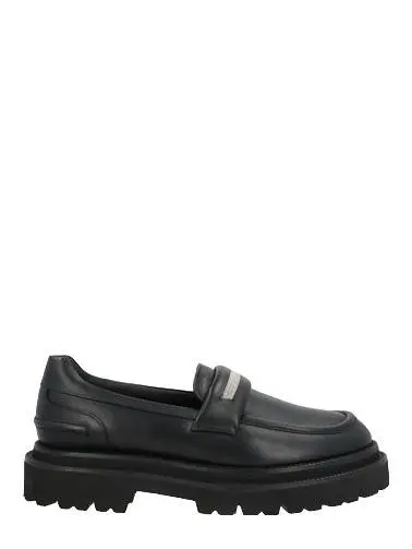 Peserico Leather Loafers With Appliqués - Black