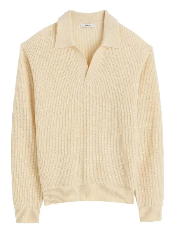 Madewell Johnny Collar Heritage Merino Wool Sweater - Biscuit