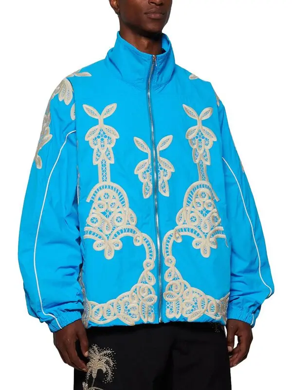 BLUEMARBLE Embroidered Nylon Track Jacket - Blue