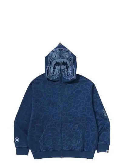 BAPE Cloud Camo Tiger Relaxed Fit Full Zip Hoodie - Navy Blue