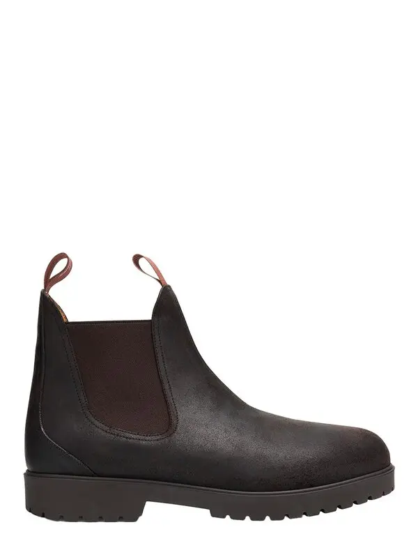 Loro Piana Dover Walk Rugged Leather Chelsea Boots - Very Dark Brown