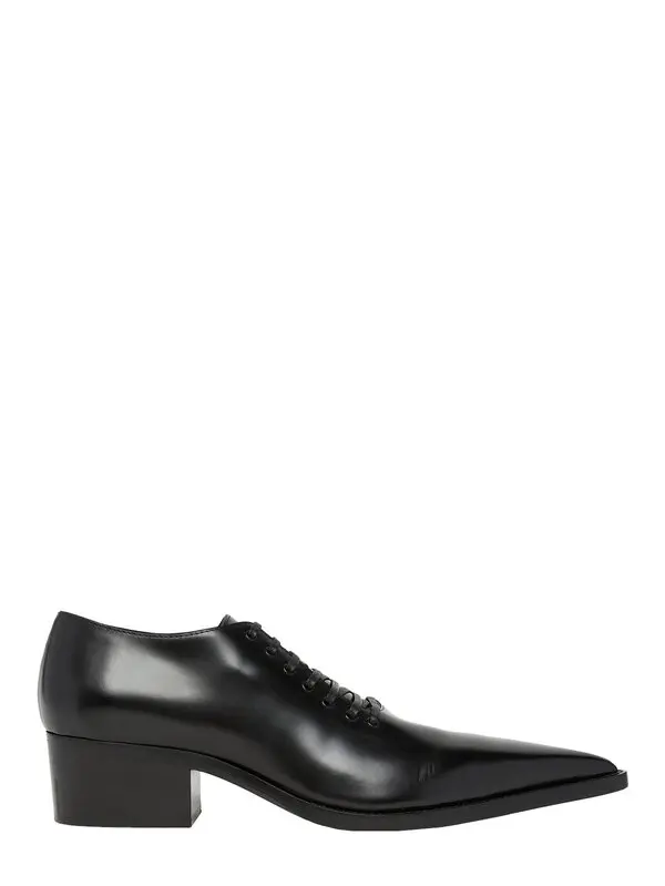 Alexander McQueen Leather Pointed-toe Derby Shoes - Black