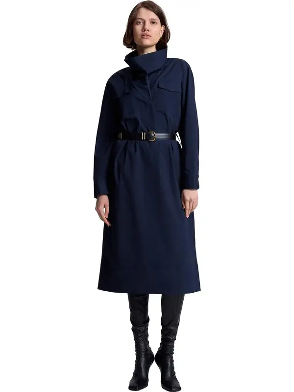 A.L.C. Wells Stretch Cotton Midi Shirtdress - Evening Blue