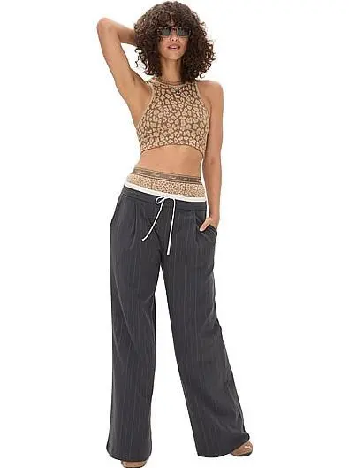 Pink On-the-go Low-rise Trouser Pants - Print