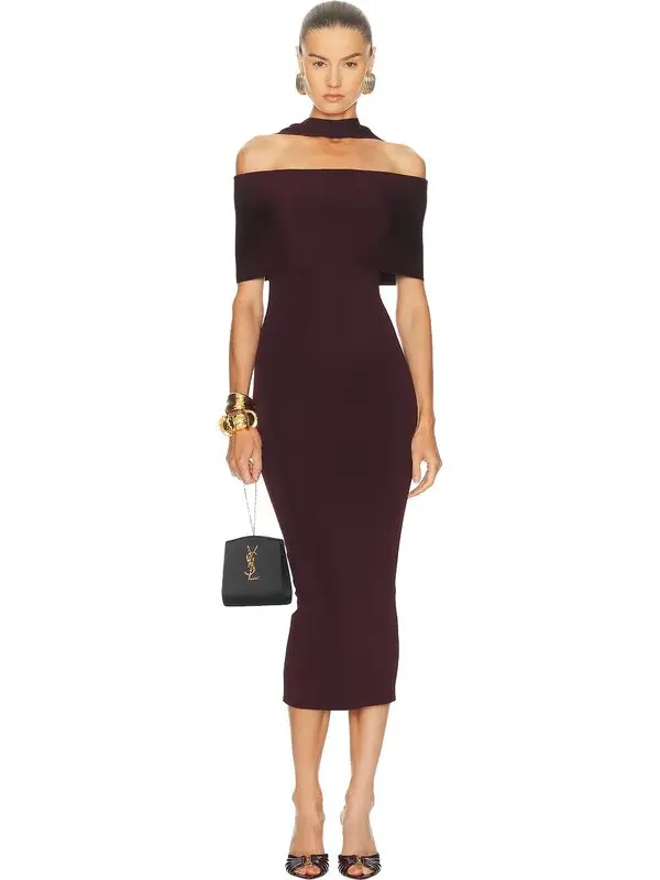 Roland Mouret Scarf Detail Midi Dress - Mulberry