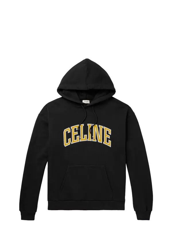 Celine Logo-print Cotton-blend Hoodie - Black