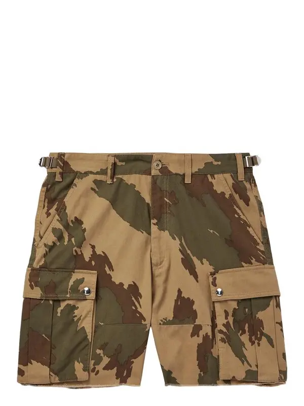 Celine Straight-leg Camouflage-print Cotton-twill Cargo Shorts - Brown