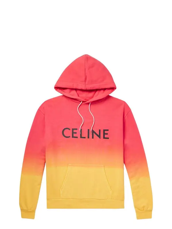 Celine Homme Logo-print Ombré Hoodie - Orange