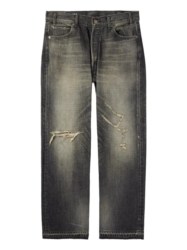 Celine Homme Wesley Straight-leg Distressed Jeans - Black