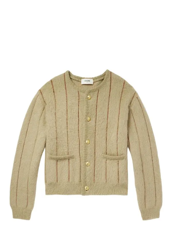 Celine Striped Mohair-blend Cardigan - Brown