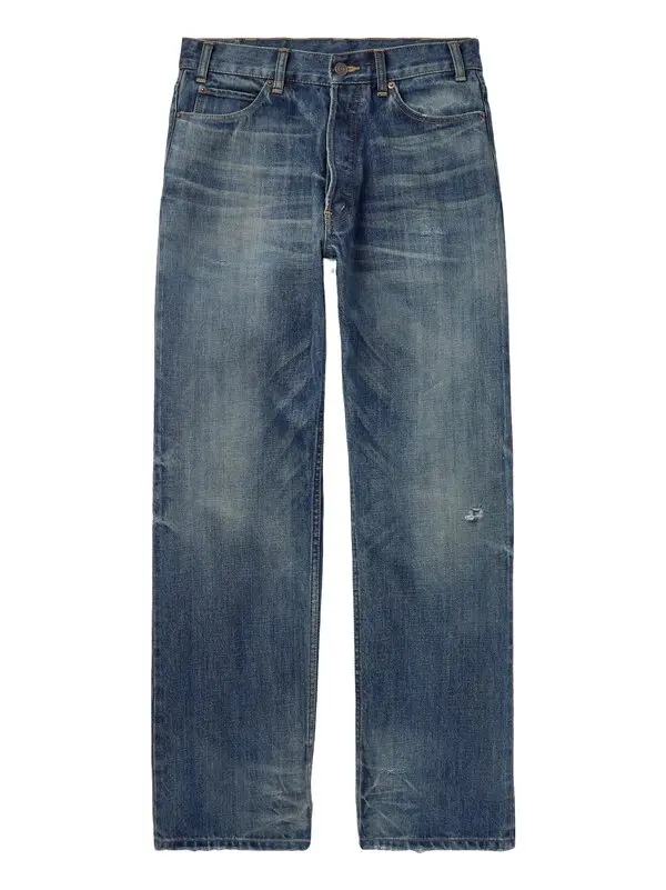 Celine Wesley Distressed Straight-leg Jeans - Blue