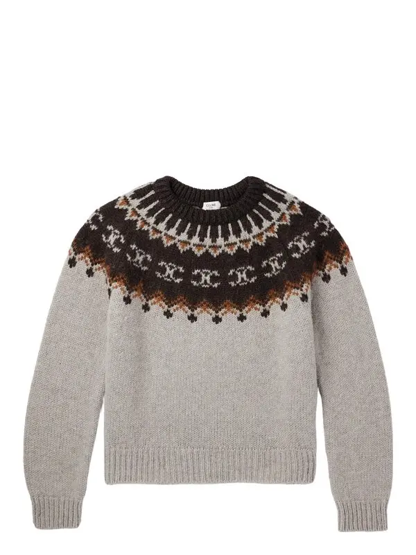Celine Fair Isle Wool Sweater - Gray