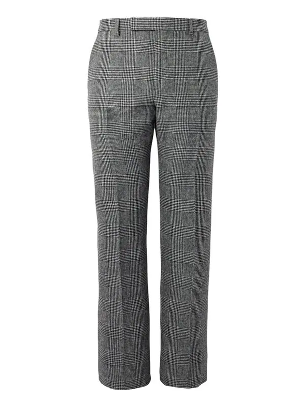Celine Straight-leg Prince Of Wales Wool Trousers - Gray