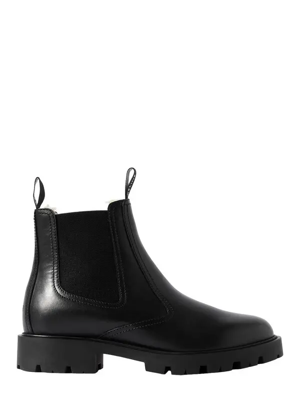 Celine Margaret Shearling-lined Leather Chelsea Boots - Black