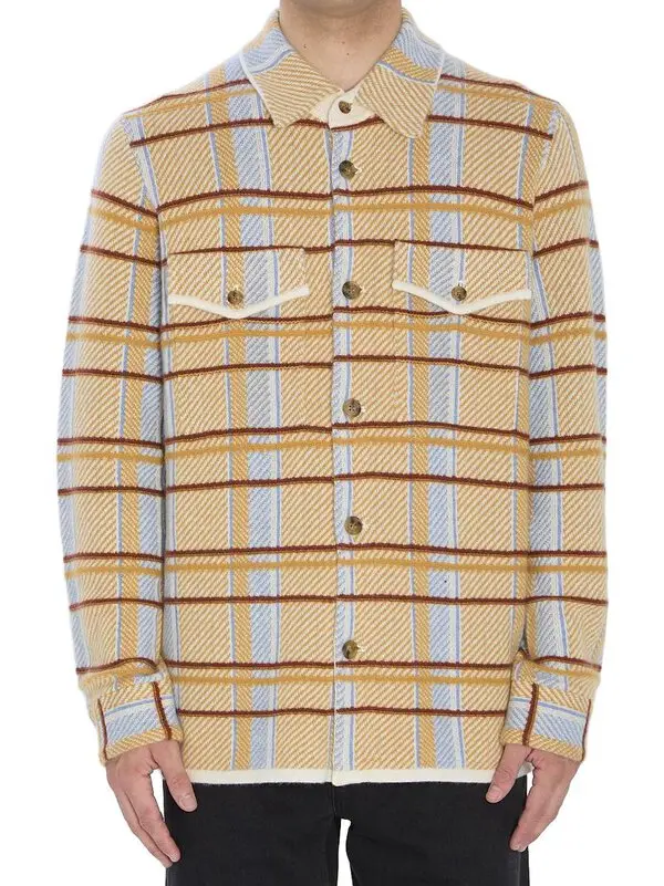 Guest In Residence Plaid Cashmere Work Shirt - Beige
