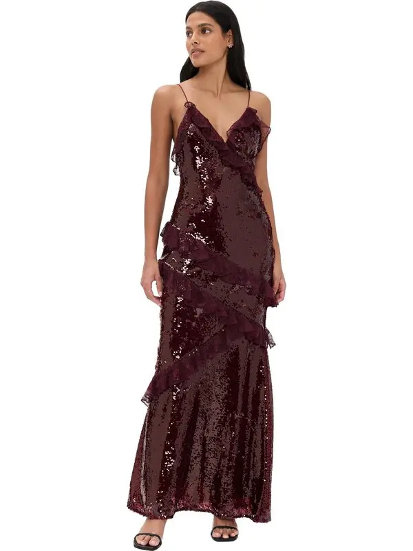 LoveShackFancy Rialto Maxi Dress - Bordeaux