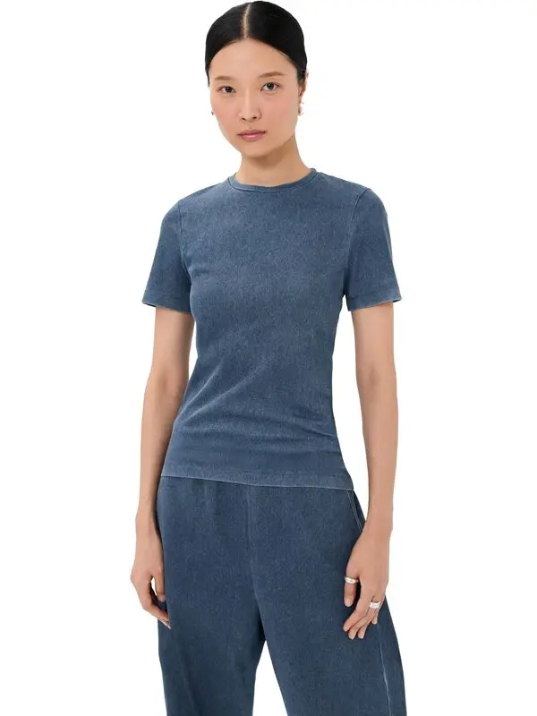 Tibi Stretch Denim Baby Tee - Classic Wash
