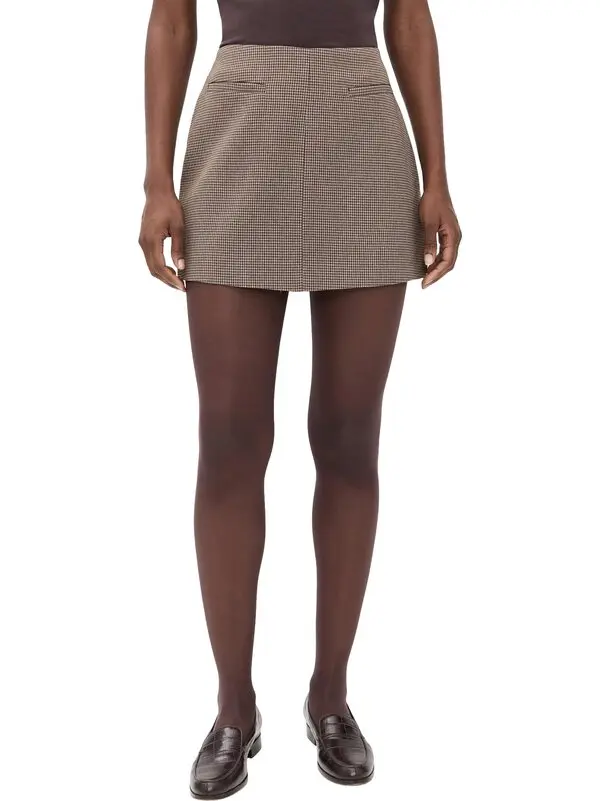 Astr The Label Laudine Mini Skirt - Brown Houndstooth