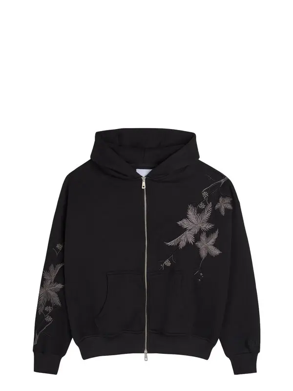 ONLY THE BLIND Embroidered Hooded Cotton Sweatshirt - Black