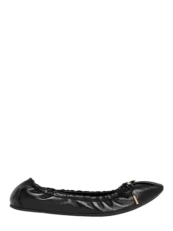 FERRAGAMO Joelle Leather Ballerina Flats - Black