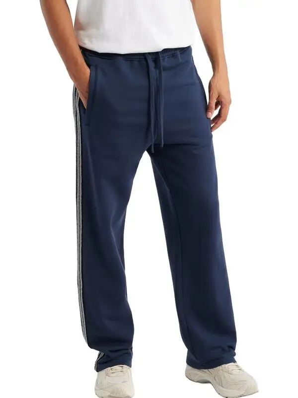 KROST Jacquard Stripe Cotton Sweatpants - Dark Navy