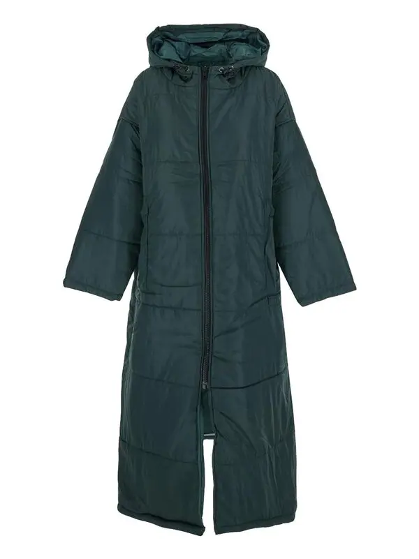 SITTINGSUITS Down Jacket With Fixed Hood And Long Design - Green