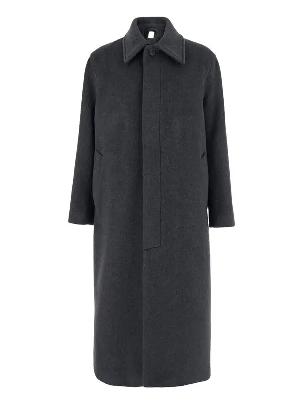 SUNFLOWER Wool-blend Coat With Classic Collar And Wide Sleeves - Grey