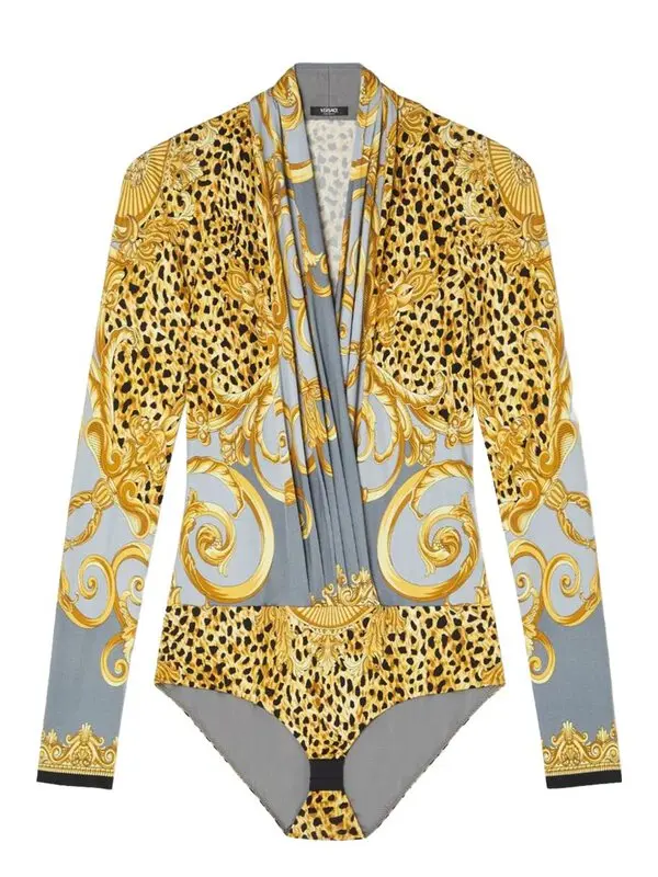 Versace Cheetah Foulard Bodysuit - Grey