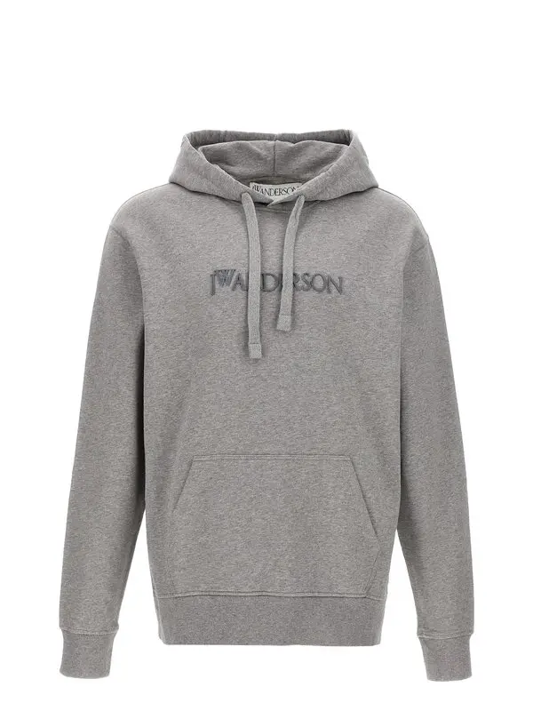 JW Anderson Cotton Hoodie With Logo - Gray