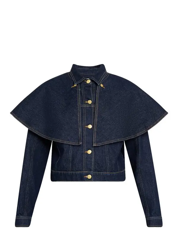 Ulla Johnson The Agata Denim Cape Jacket - Tigris