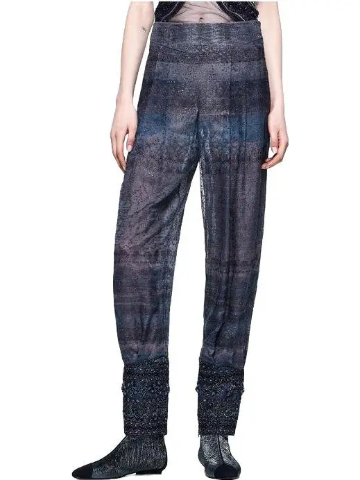 Giorgio Armani Printed Trousers With Rhinestone Embellishments - Red