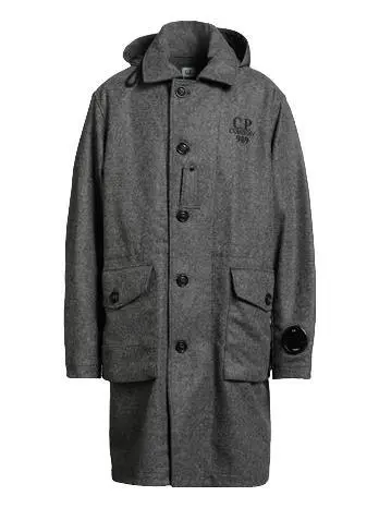 C.P. COMPANY Felted Single-breasted Coat With Detachable Hood - Grey