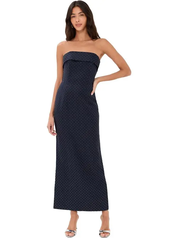 Shoshanna Liza Strapless Maxi Dress - Navy/silver