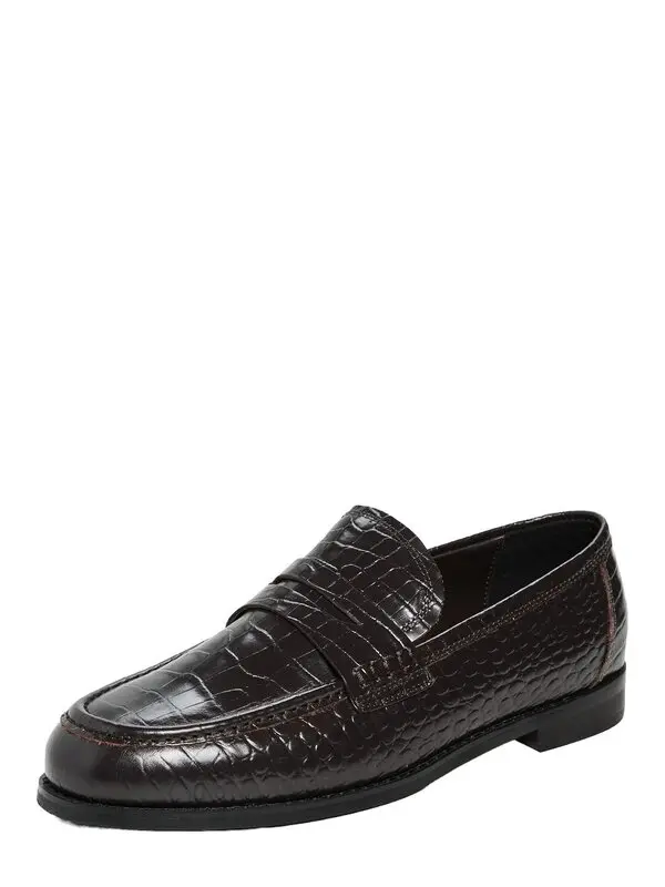 TONY BIANCO Zac Croc-embossed Leather Loafers - Choc Croc