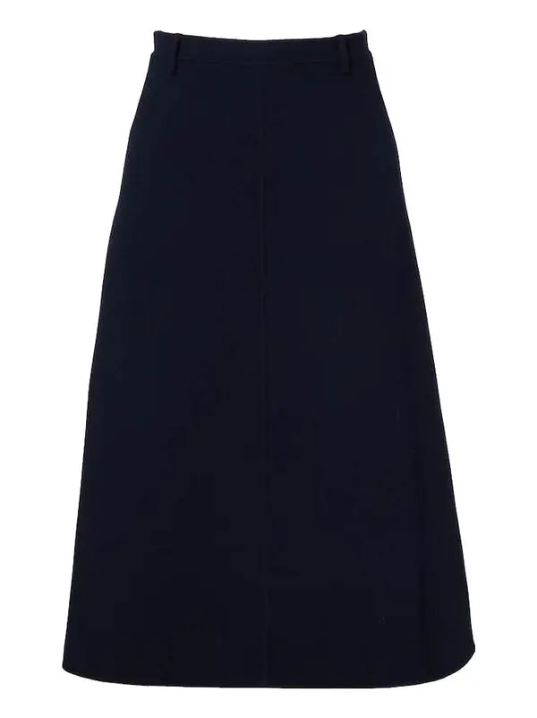Max Mara Gloria Virgin Wool Midi Skirt - Blue