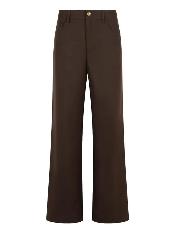 Séfr Jiro Wool-blend Wide-leg Trousers - Brown