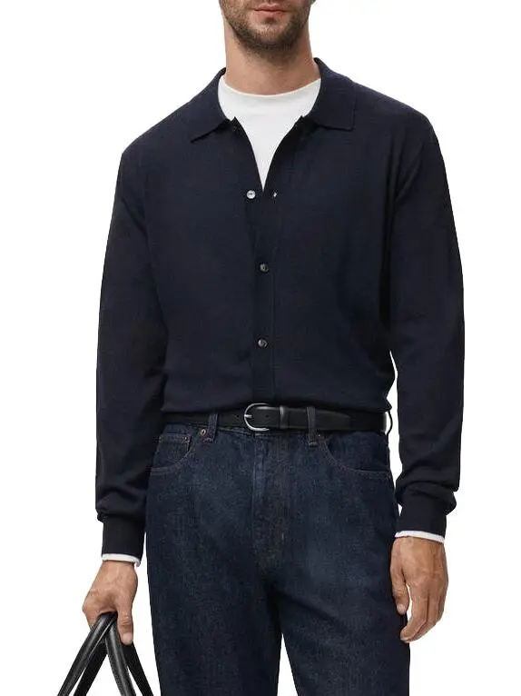 Mango Wool Cardigan - Navy