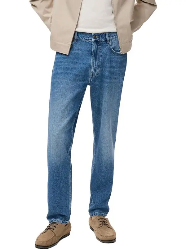 Mango Lore Tapered Straight Leg Jeans - Dark Blue