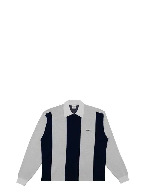 STUDENTS Gibson Stripe Quarter Zip Long Sleeve Polo - Bone