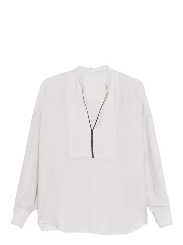 Brunello Cucinelli V-necked Blouse - Light Grey