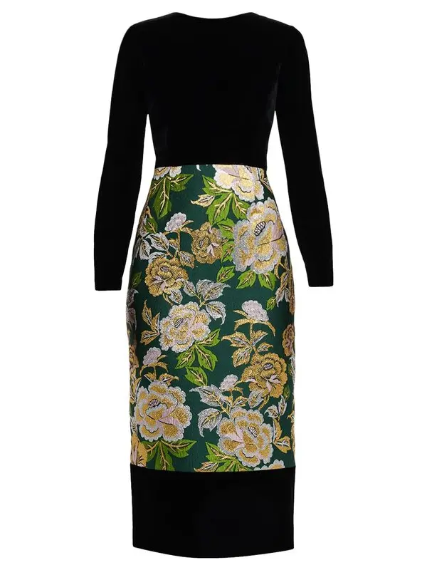 Carolina Herrera Floral Jacquard Midi Dress - Pine Green