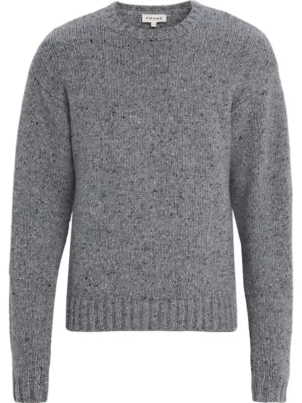 FRAME Melange Knit Crewneck Sweater - Grey Melange
