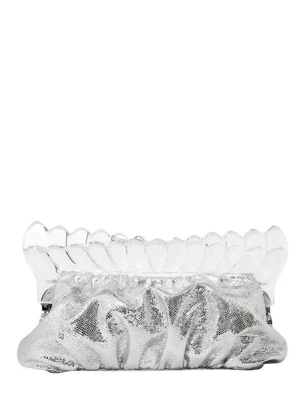 Alexis Bittar The Pouf Metallic Leather Clutch - Silver