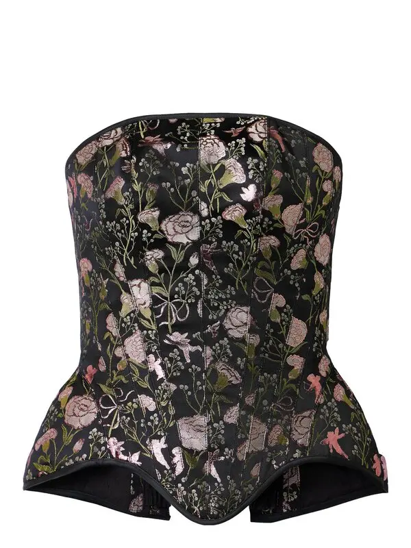 WIEDERHOEFT Julie Strapless Brocade Bustier Top - Multi