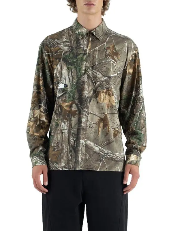 STUDENTS Cotton Quarter Zip Polo - Camo