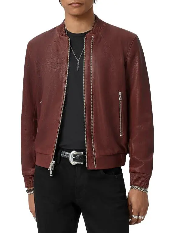 John Varvatos Xavier Leather Moto Jacket - Tamarind