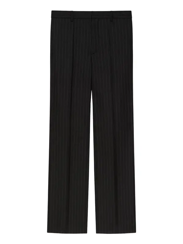 Givenchy Straight Leg Tailored Trousers In Striped Wool - Black/grey