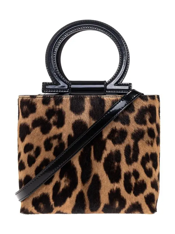 FERRAGAMO Animal Print Handbag - Beige