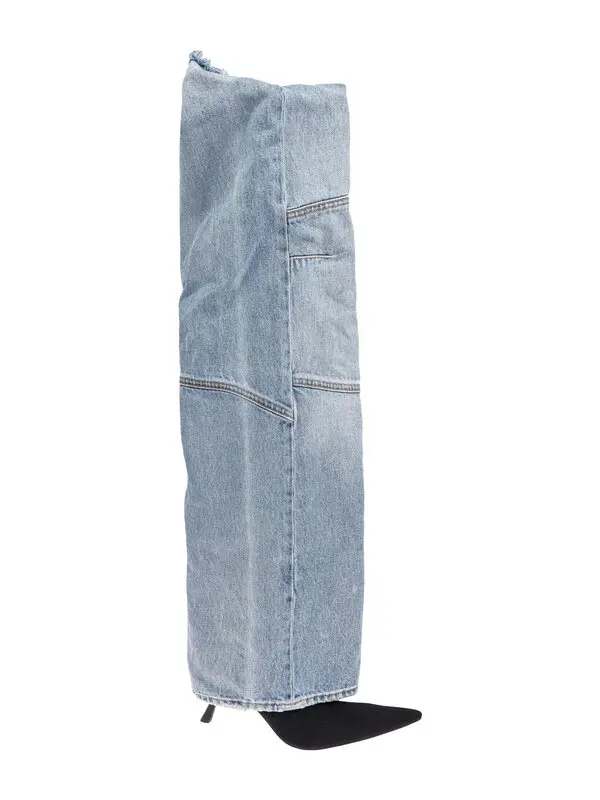 Balenciaga Denim Heeled Boots - Blue
