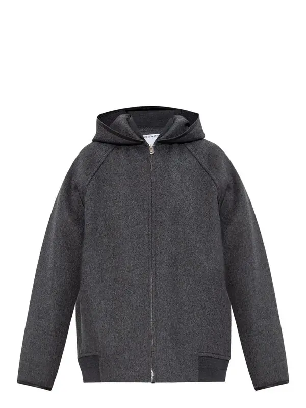 Bottega Veneta Wool Jacket With Hood - Grey